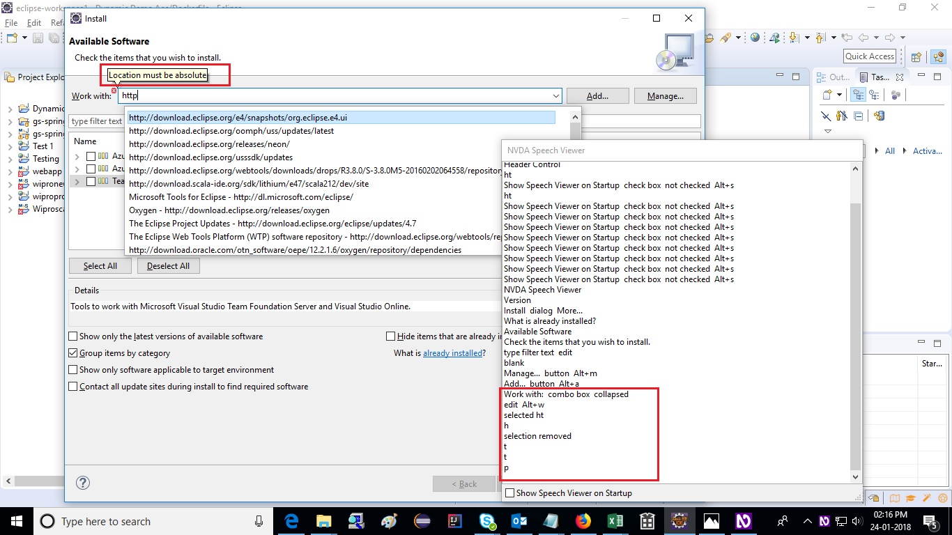 [Eclipse-ThirdParty][A11yMAS][Accessibility][Narrator][MAS4.2.12][Eclipse][Wipro]:Narrator is ...