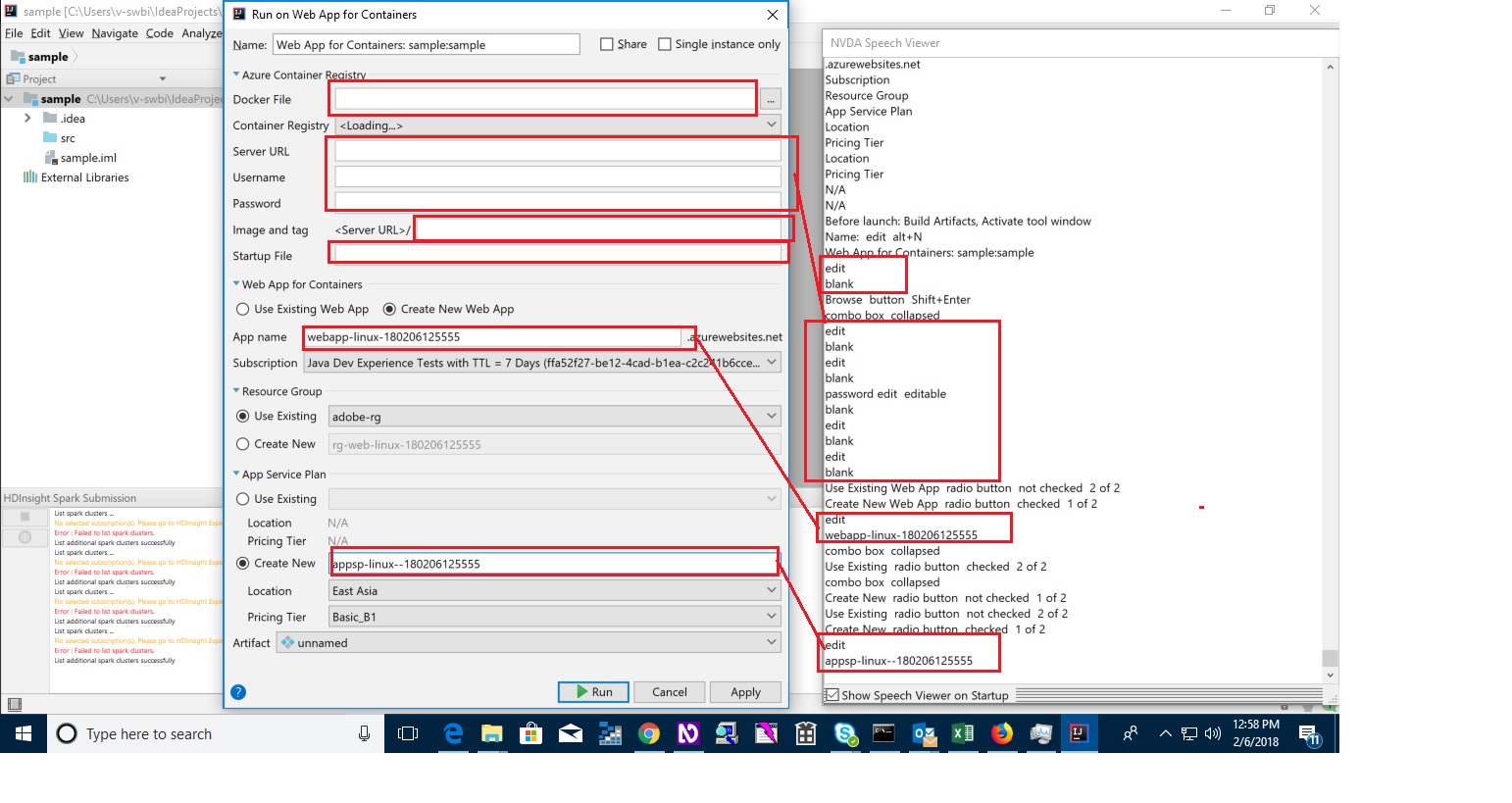 [Azure Toolkit][A11yMAS][Accessibility][Jaws/NVDA][MAS4.2.1][IntelliJ][Wipro]:Jaws and NVDA are ...