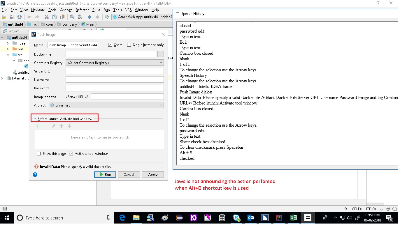 [Azure Toolkit][A11yMAS][Accessibility][Jaws/NVDA][MAS4.2.1][IntelliJ ...