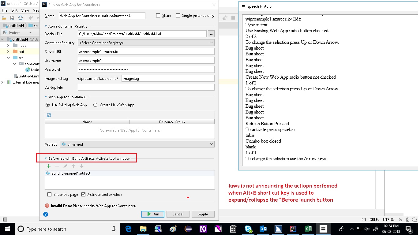 [Azure Toolkit][A11yMAS][Accessibility][Jaws/NVDA][MAS4.2.1][IntelliJ ...
