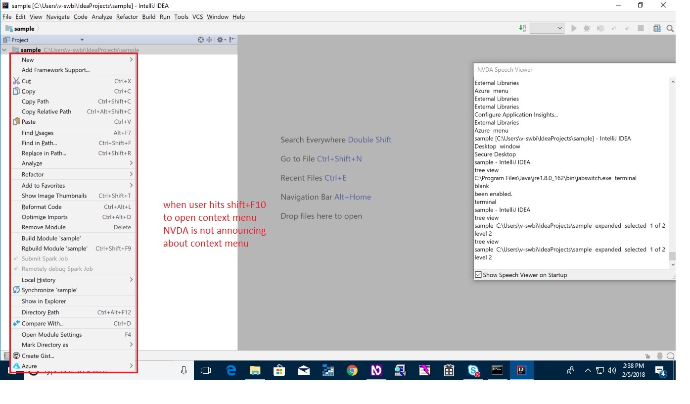 [IntelliJ-ThirdParty][A11yMAS][Accessibility][NVDA][MAS4.2.1][IntelliJ][Wipro]:NVDA is not ...
