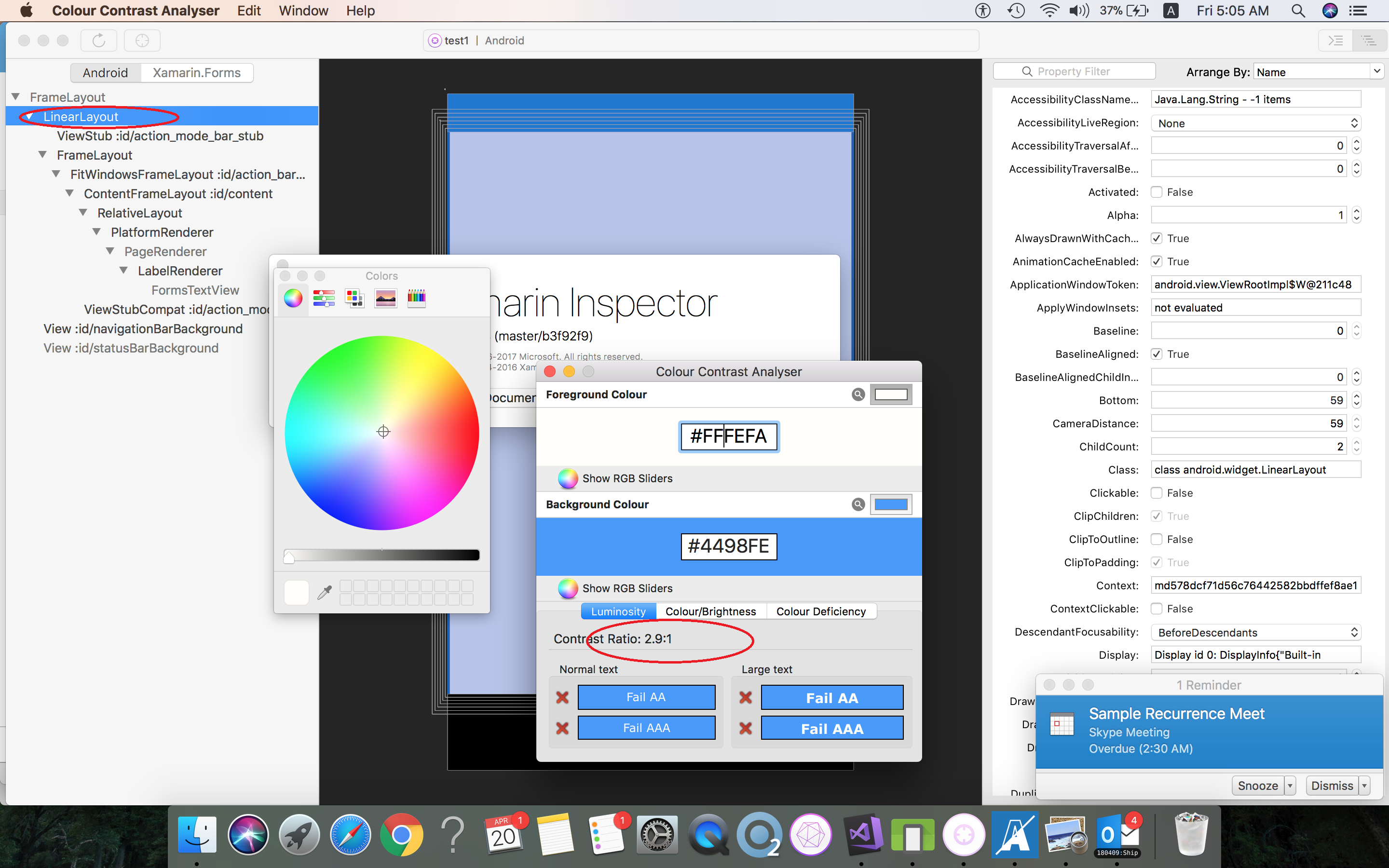 Selected Element in Left Pane of design tree is not having color ...