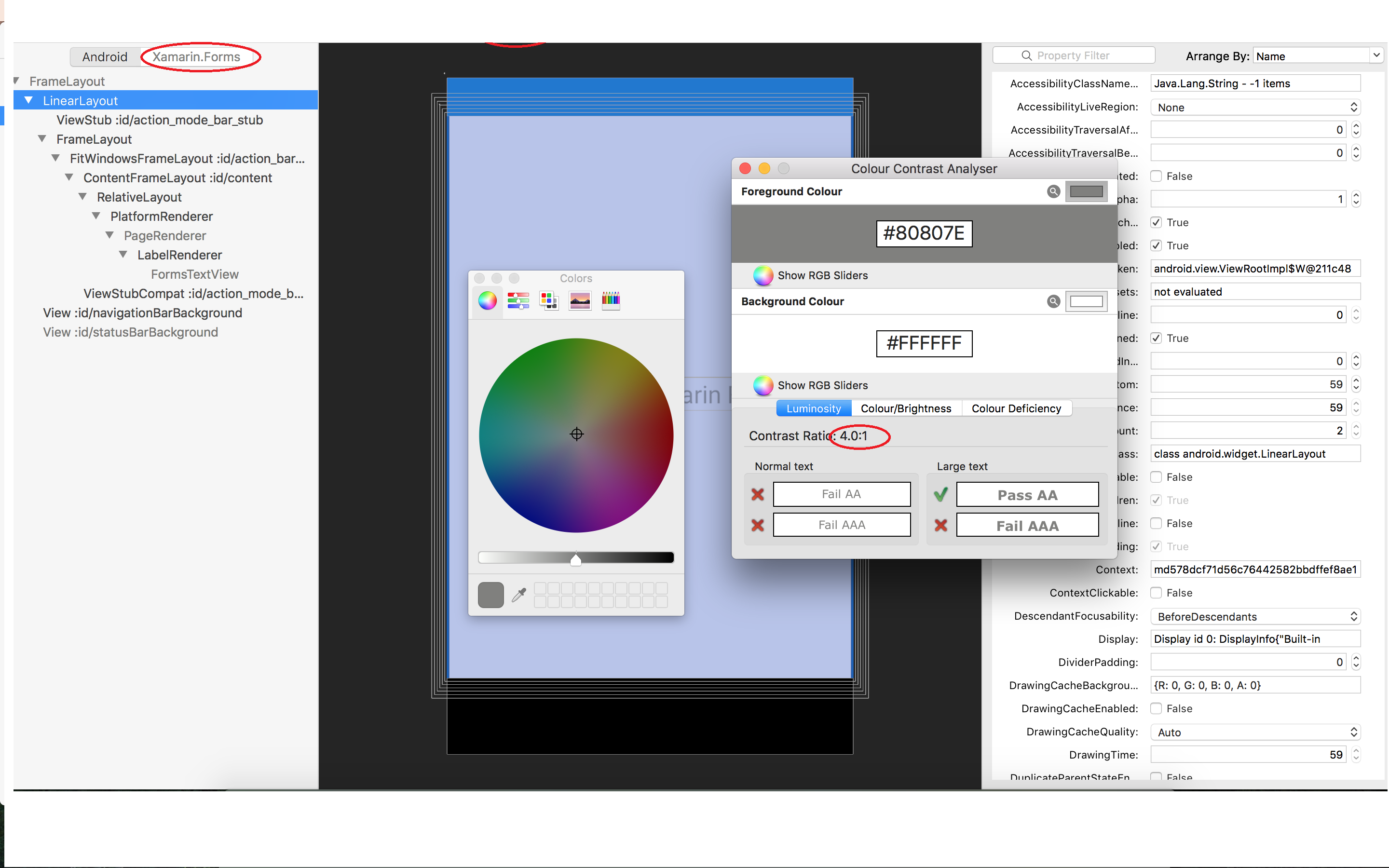 "Xamarin.Forms" button on leftpane is not having color contrast ratio ...