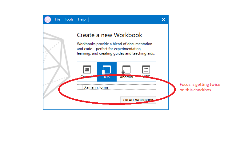 "Xamarin Forms" Checkbox gets the focus twice while Tabbing from "Ios/Android" to Create ...