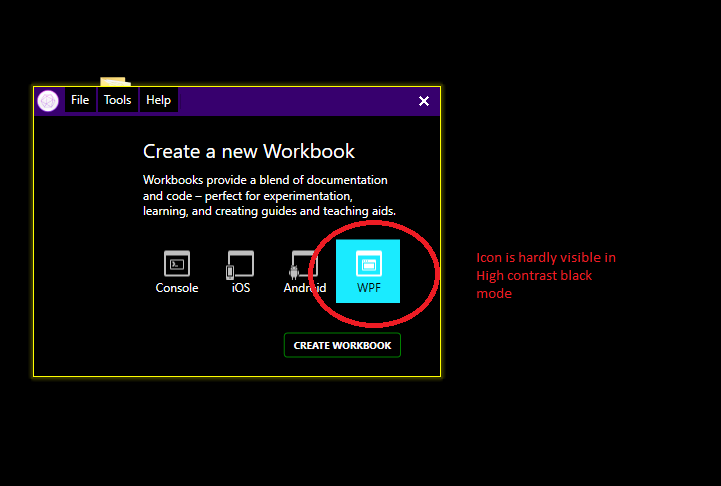 Workbook platform icons(Console/IOS/Android/WPF) are hardly visible in ...