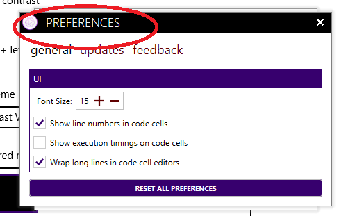 Preferences window name "Preferences" is hardly visible in Black mode ...