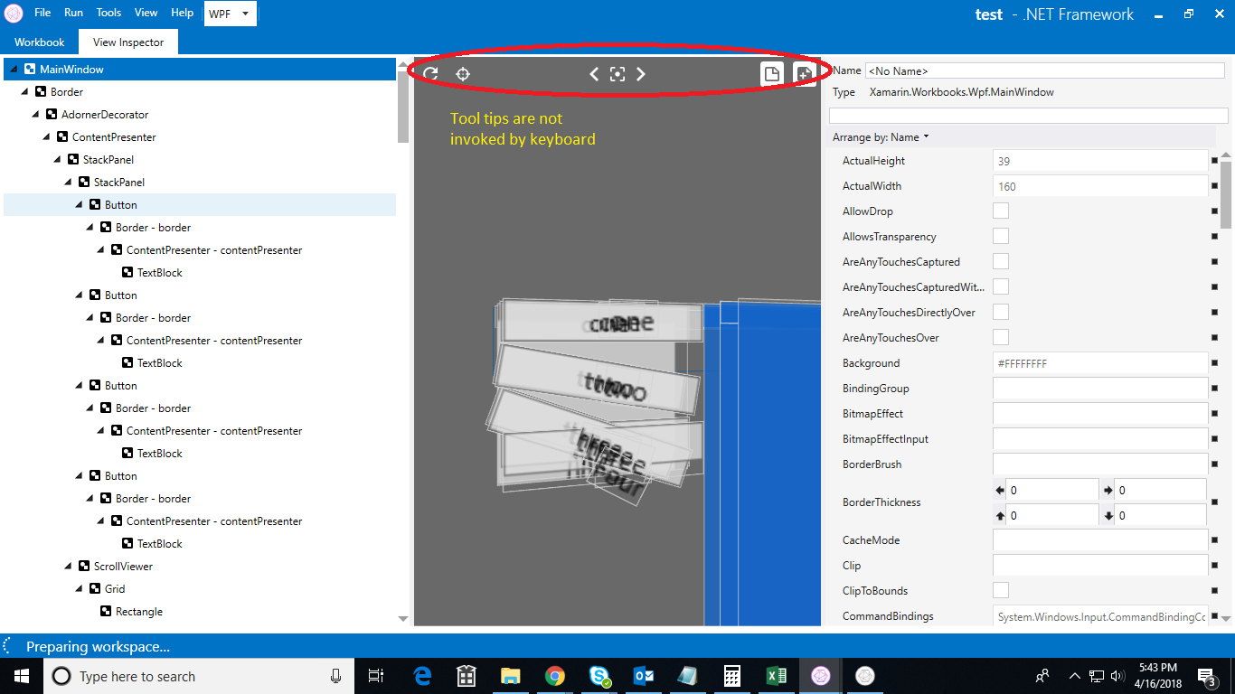 Tool tips are not invoked when user sets focus on "Refresh the ...