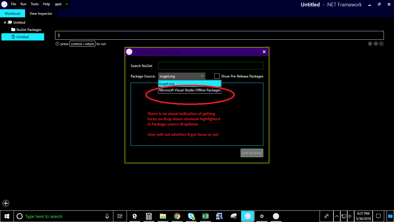 No visual /keyboard focus is present on dropdown elements except the element already in selected ...