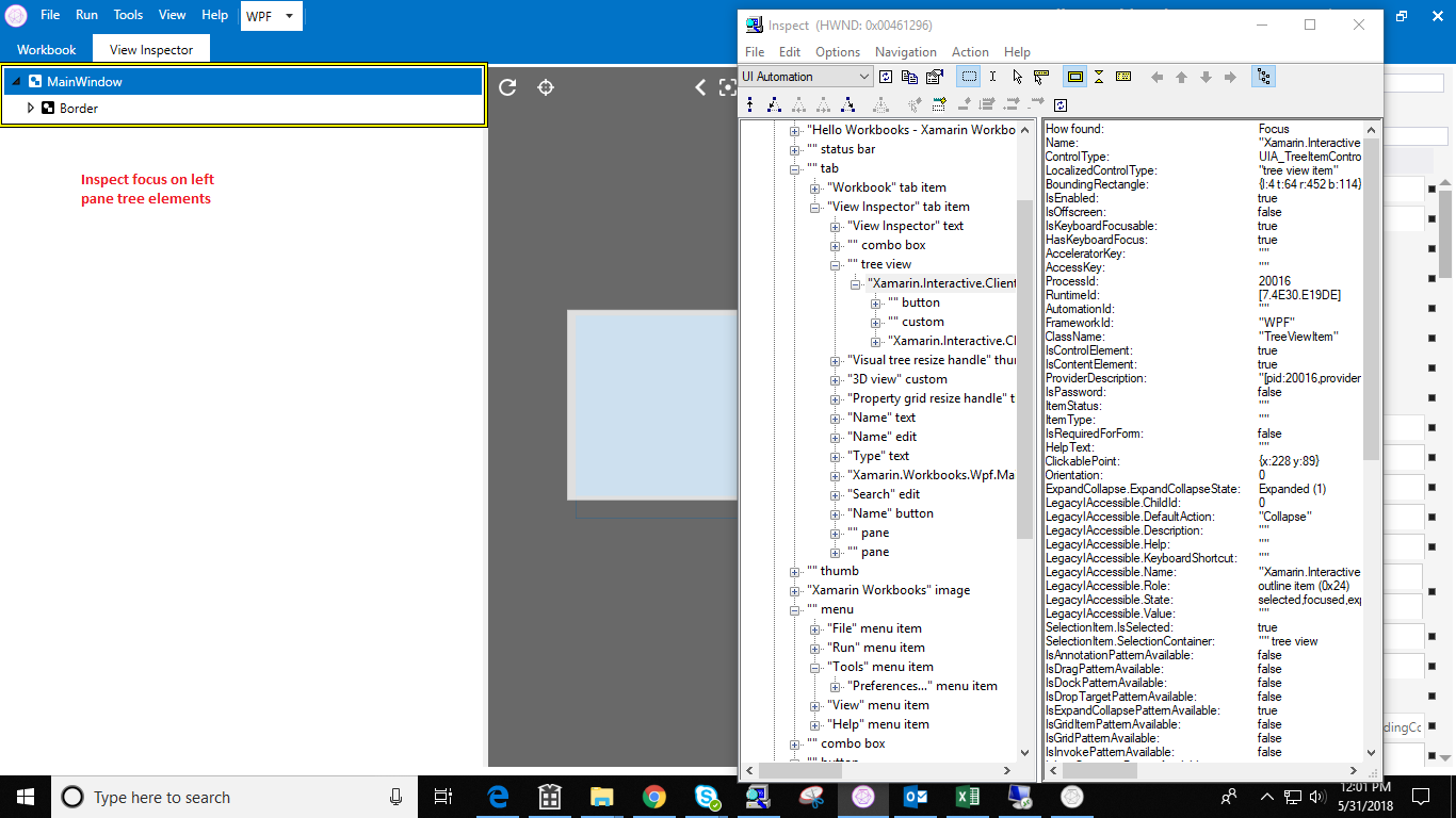 No active keyboard focus is present on the left pane tree elements in ...