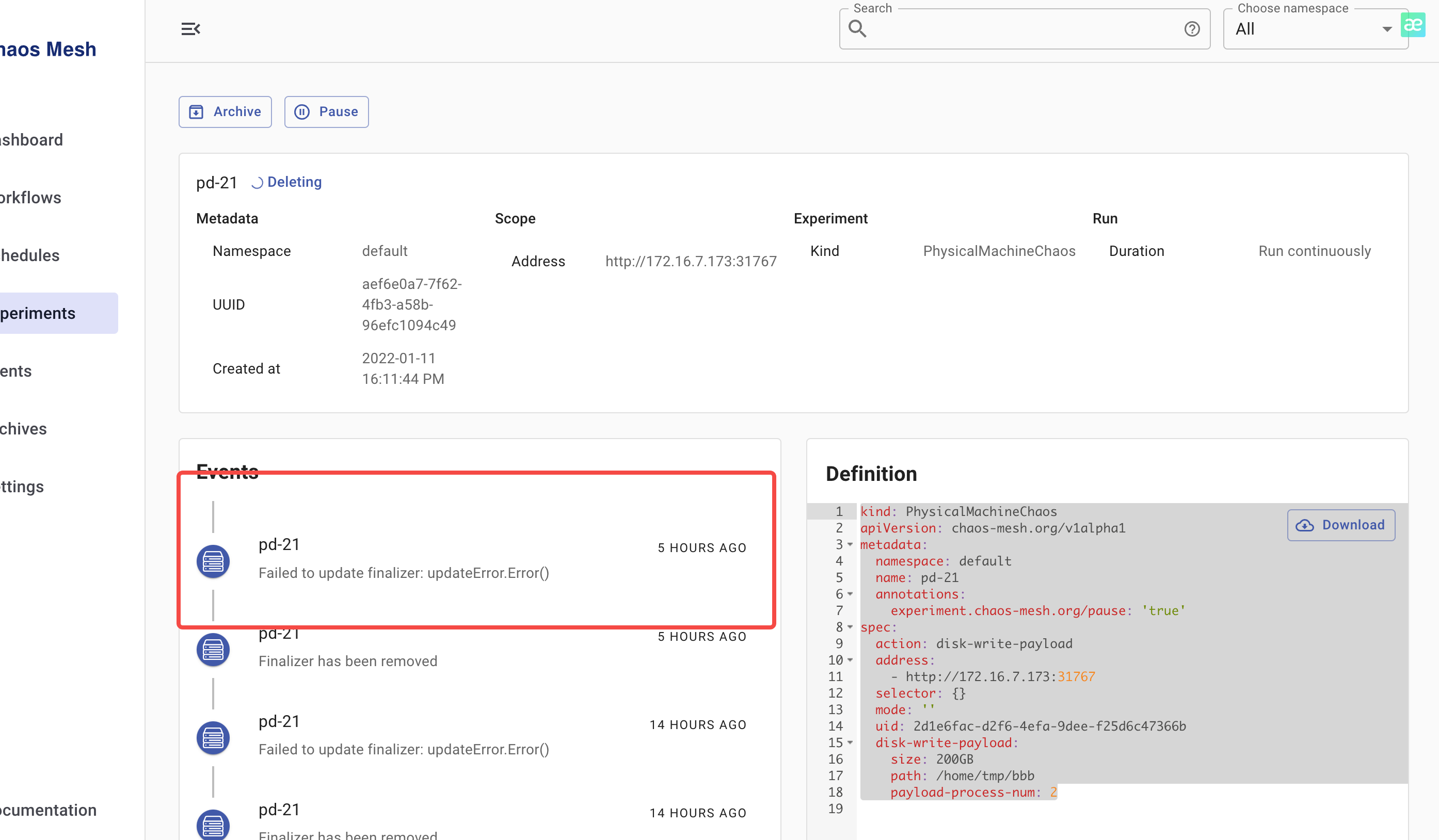 Failed to update finalizer: updateError.Error() · Issue #3455 · chaos-mesh/chaos-mesh · GitHub