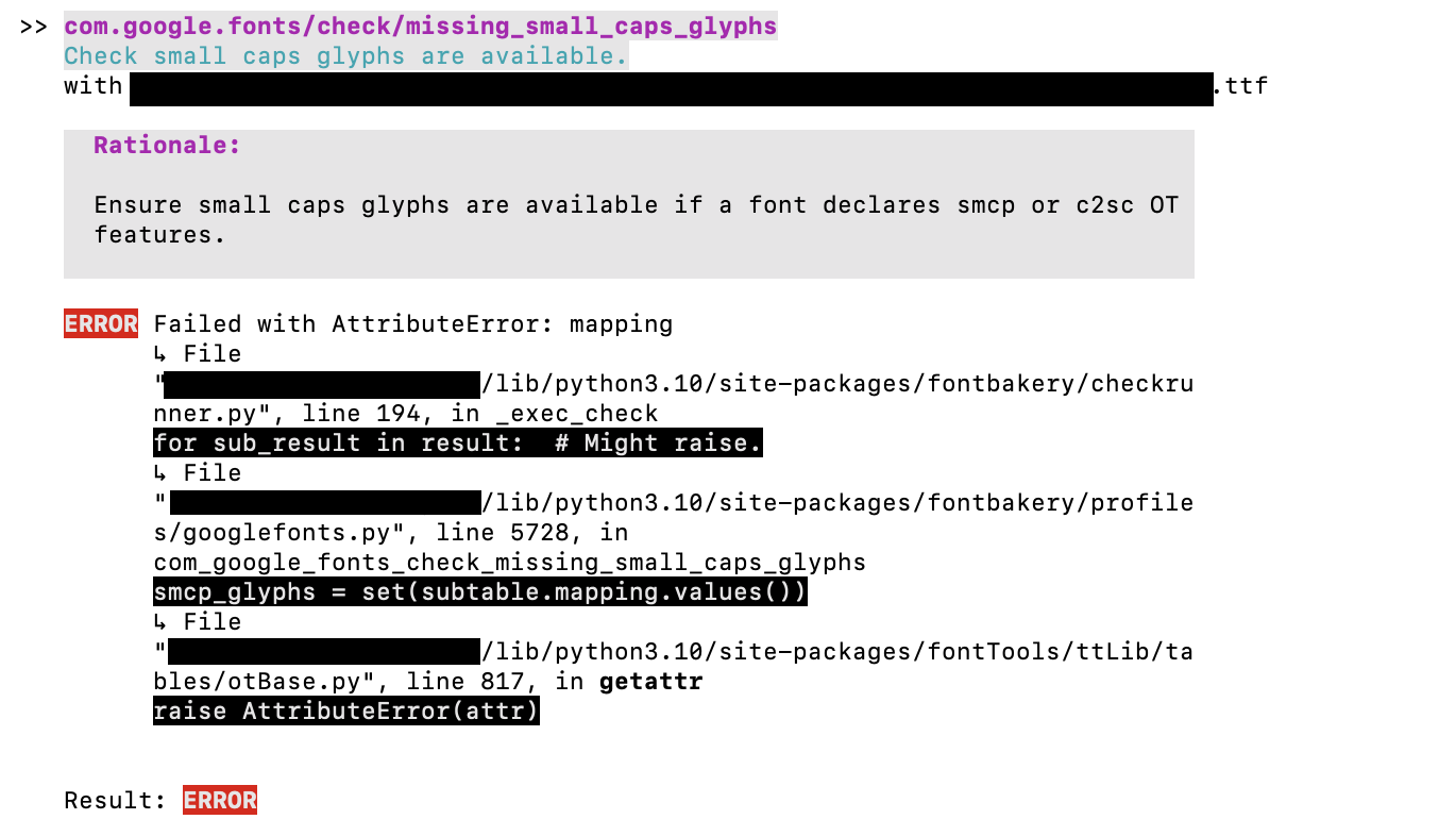 Error in missing_small_caps_glyphs · Issue #4030 · fonttools/fontbakery · GitHub