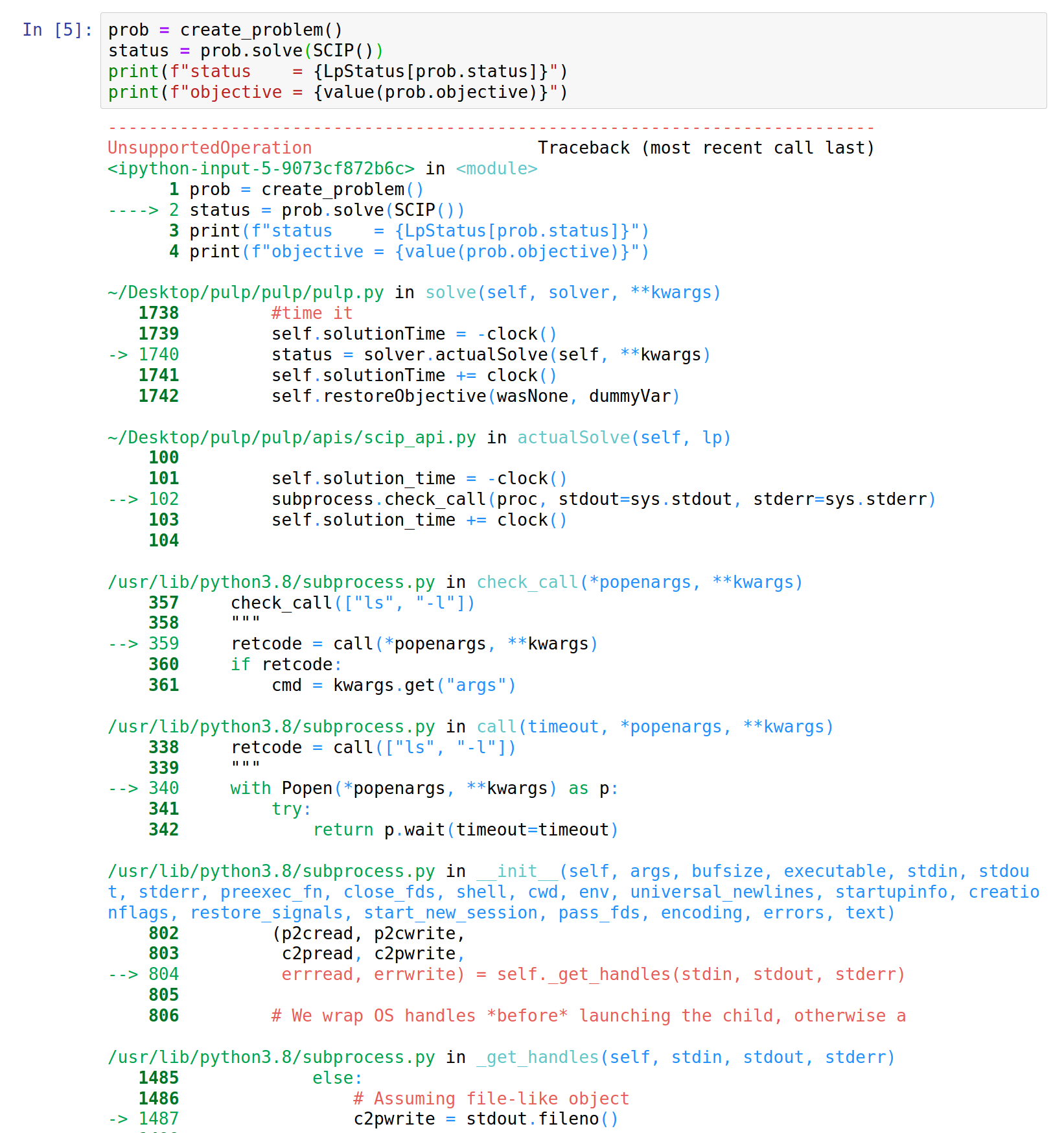 Bug: Solving models with SCIP inside `Jupyter Notebooks` crashes ...