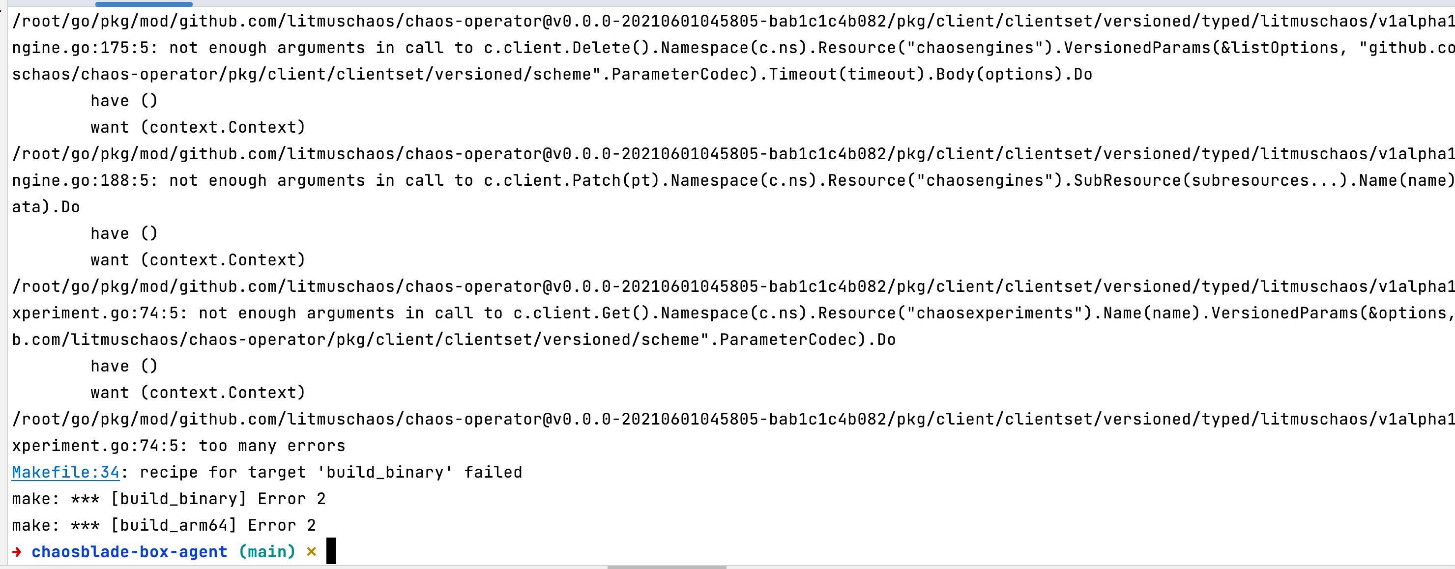 chaosblade-box-agent exec command make build and make build_arm64 error · Issue #812 ...