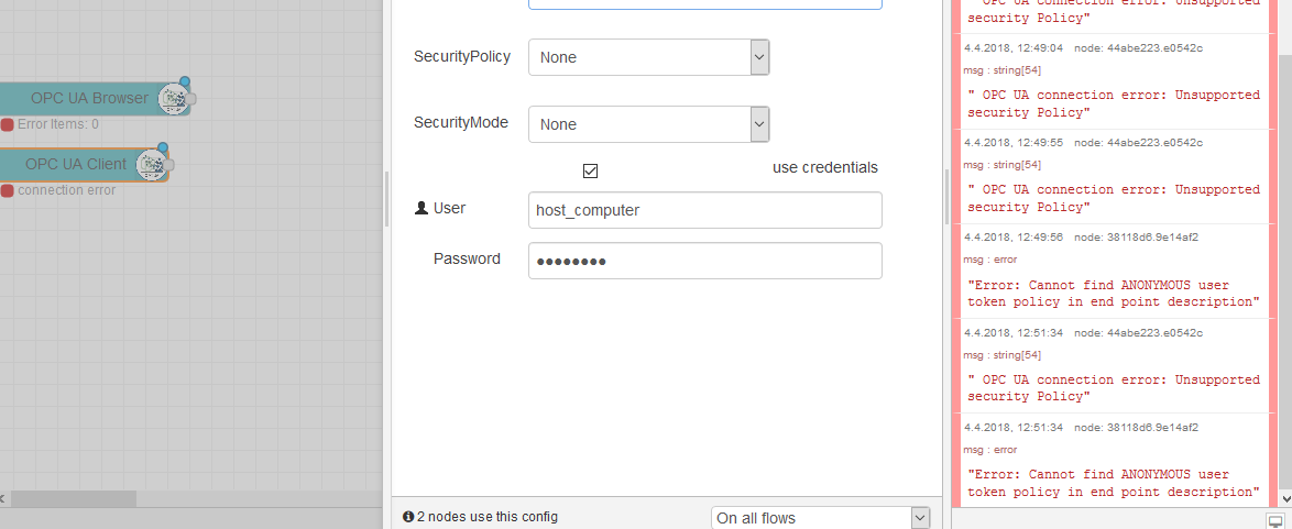 Problem Connection With Credentials · Issue 54 · Mikakarailanode Red Contrib Opcua · Github