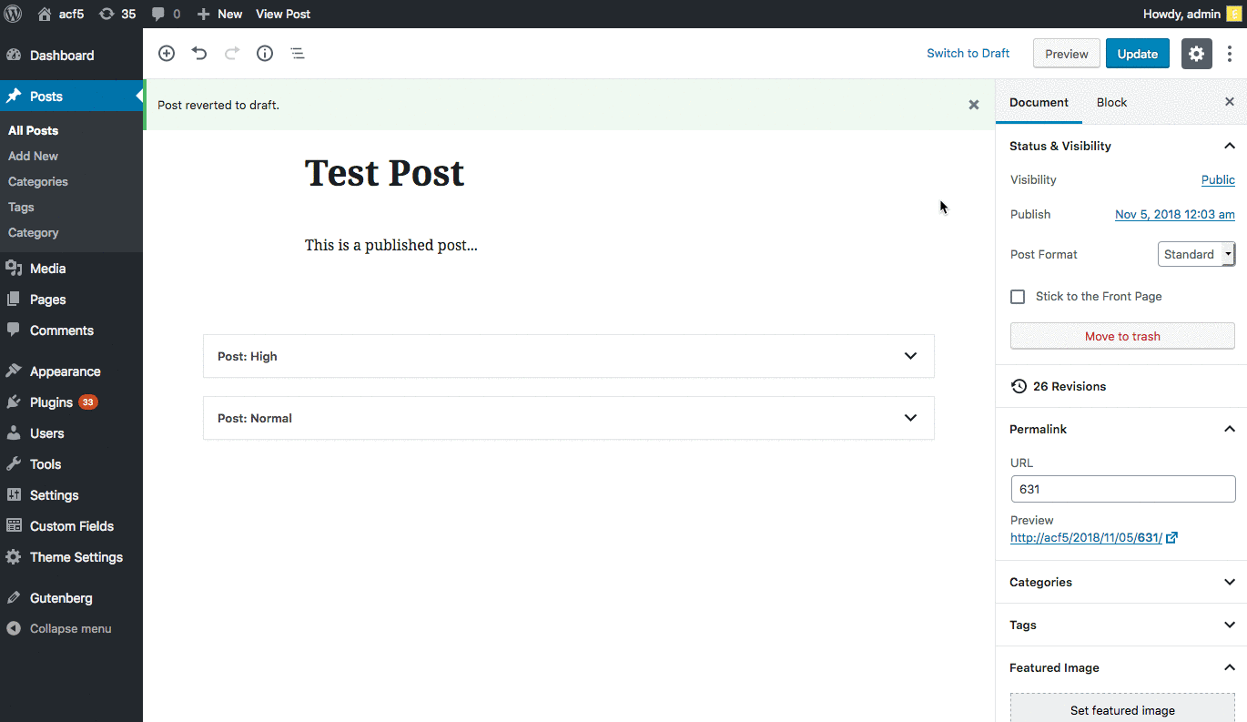 Nagging Post Reverted To Draft Bug · Issue 12147 · Wordpressgutenberg · Github