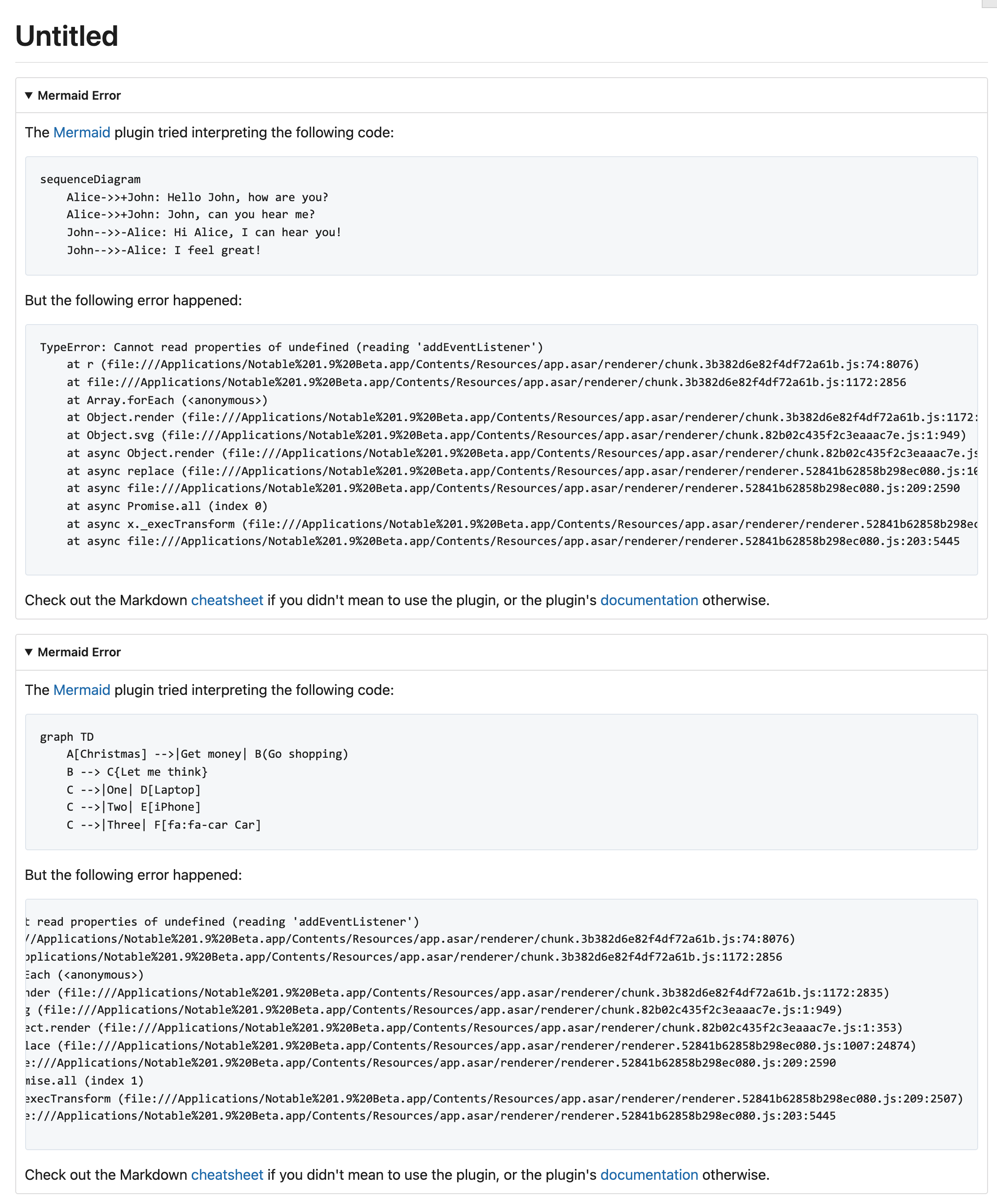 Mermaid Diagrams Not Generating · Issue #1587 · notable/notable · GitHub