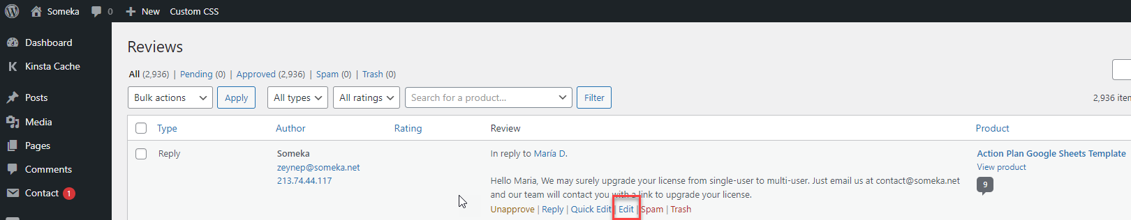 Cannot edit replies to product reviews · Issue #34344 · woocommerce/woocommerce · GitHub