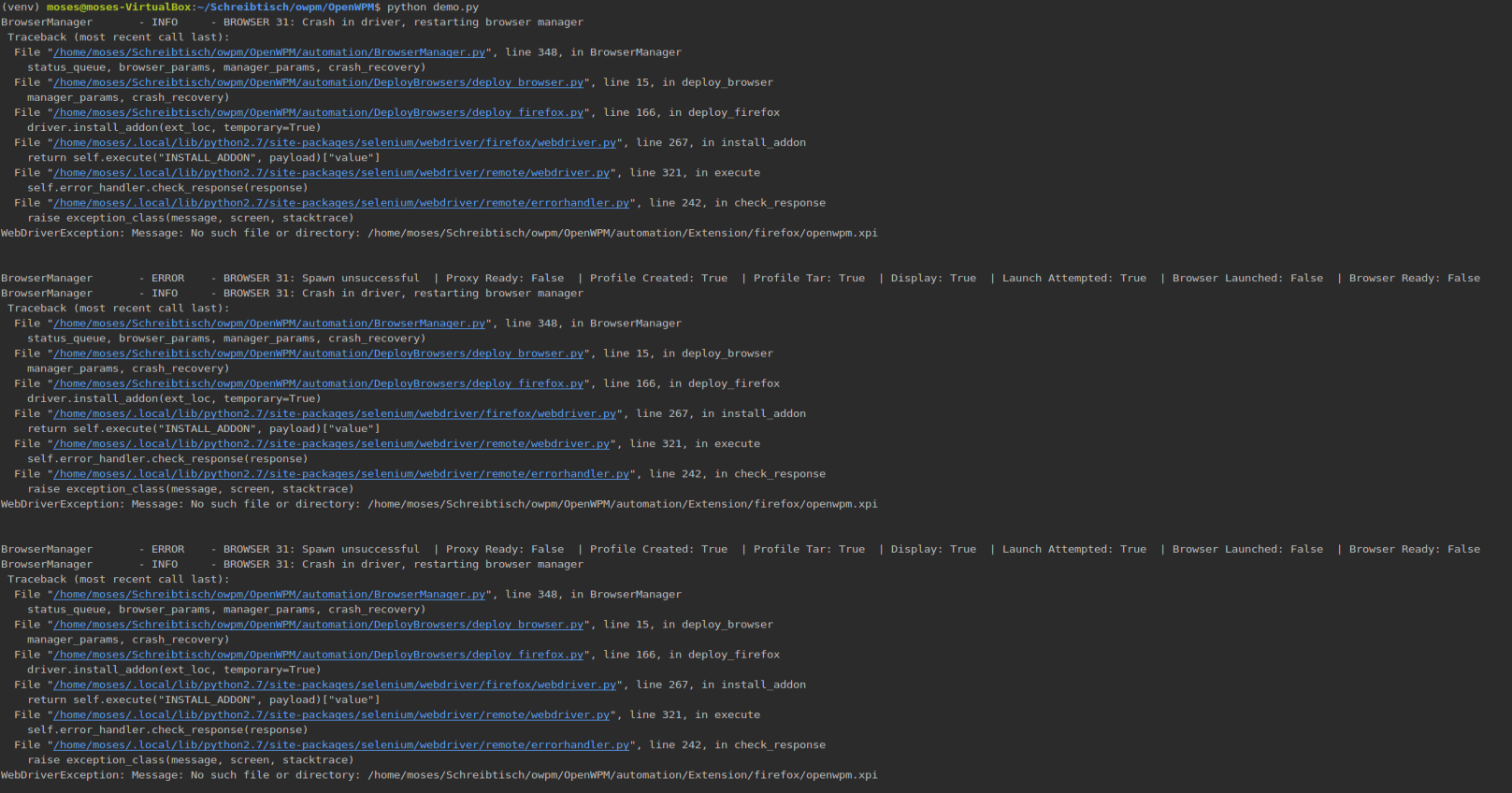 OpenWPM Installation on Ubuntu 16.04 failed · Issue #321 · openwpm/OpenWPM · GitHub