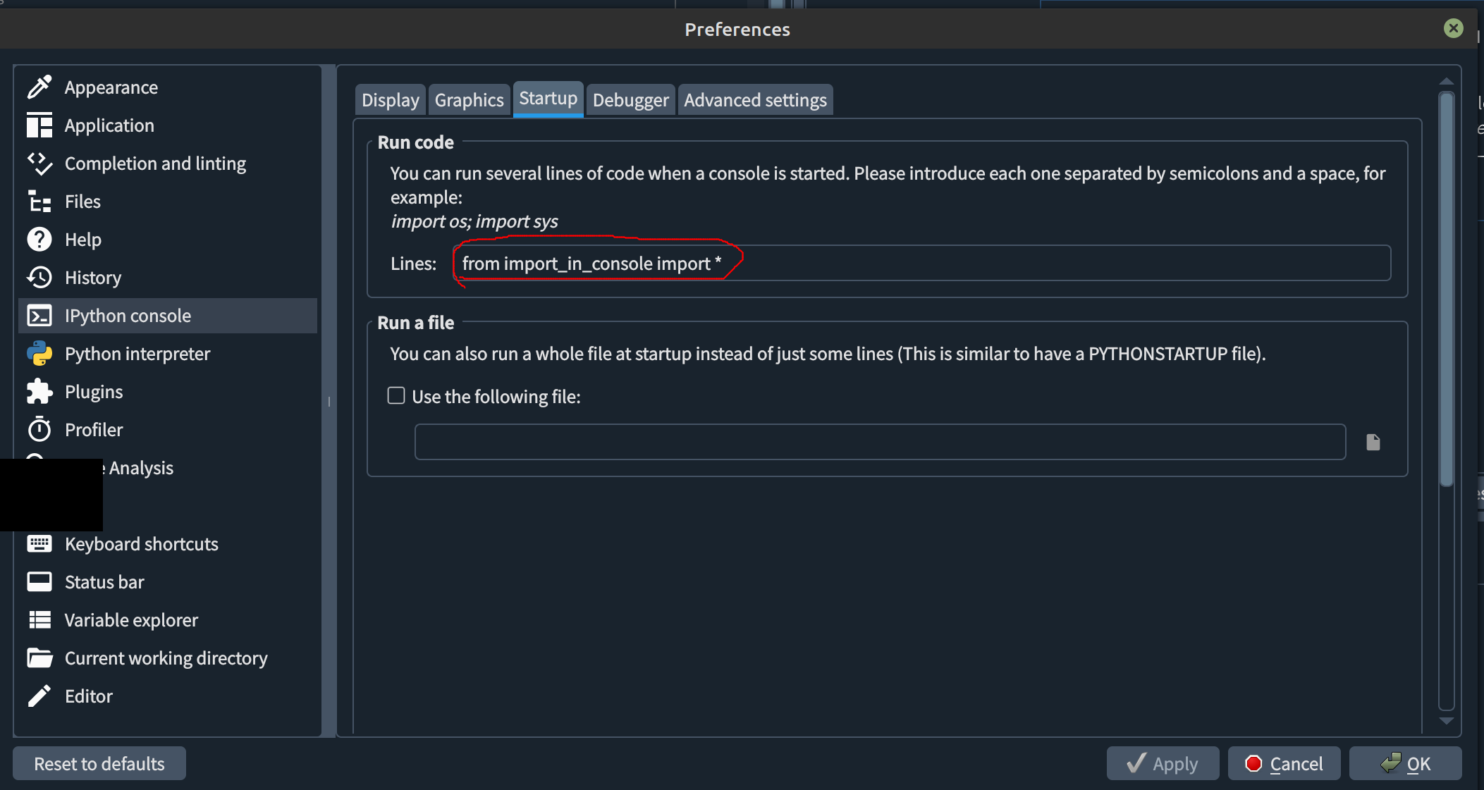 Startup Run Code Of Ipython Is Not Working When Using Projects · Issue 16748 · Spyder Ide