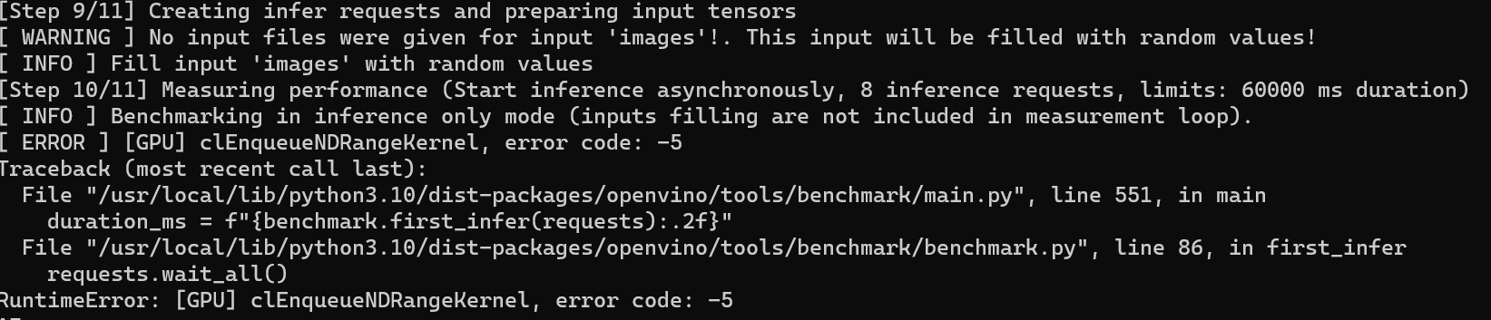 [Bug] Using benchmark_app to benchmark YOLO-L FP32 Model on Arc a770 ERROR · Issue #16205 ...