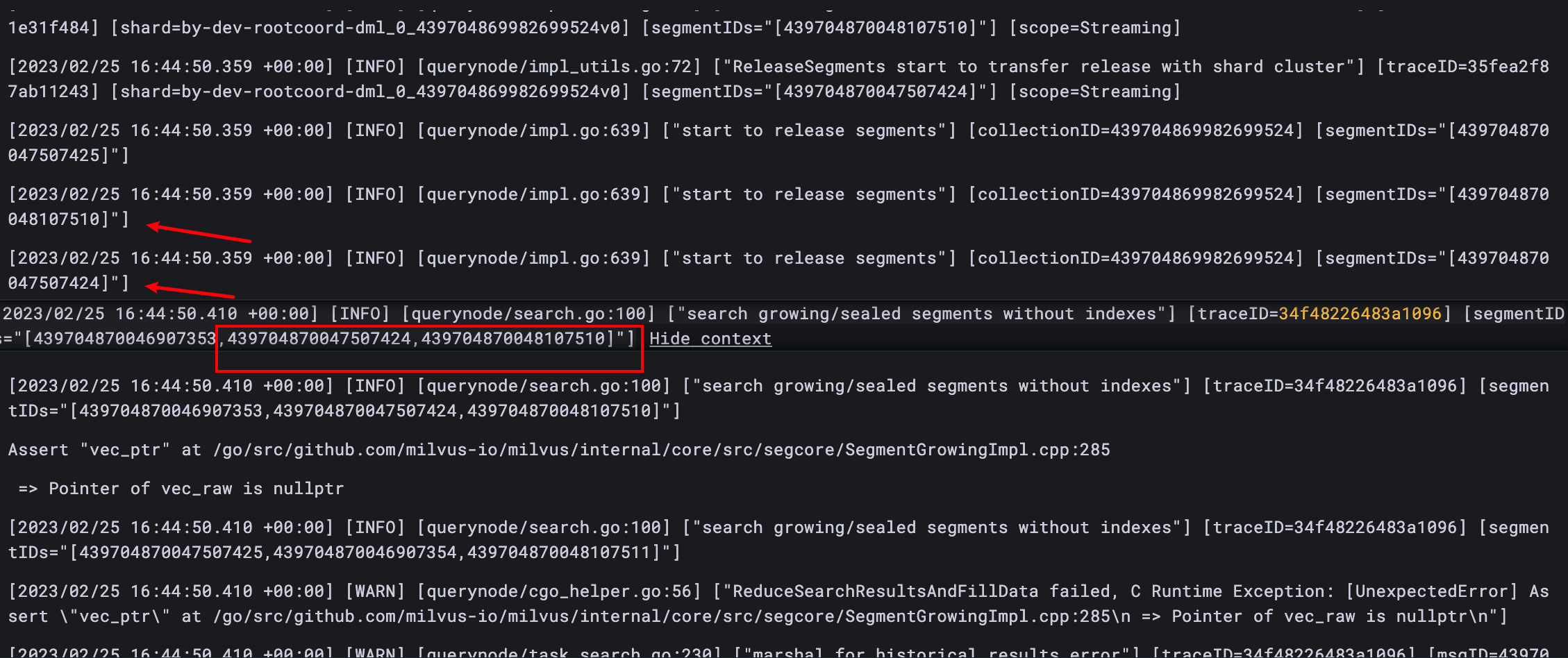 [Bug]: [benchmark][IVF_FLAT] Milvus search failed with error "fail to search on all shard ...