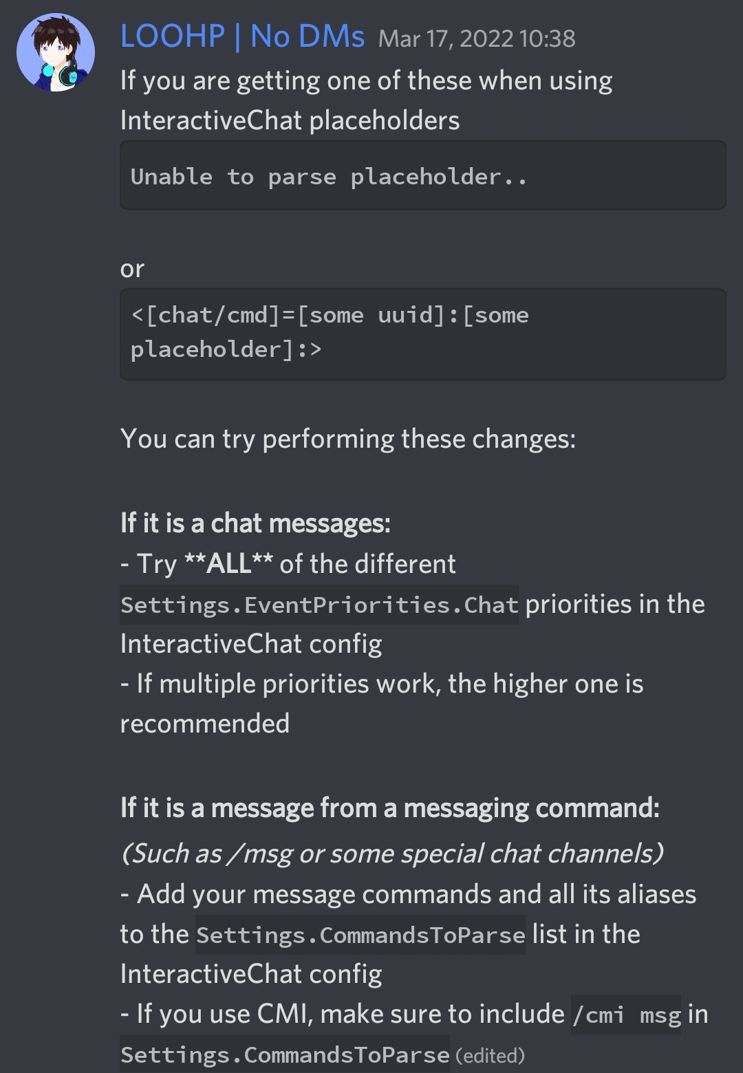 Placeholders are just replaced once in catserver-1.12.2 · Issue #111 · LOOHP/InteractiveChat ...