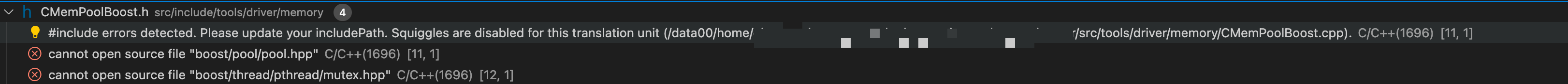 Remote-SSH Project/No symbols in OUTLINE/include error. Squiggles are ...