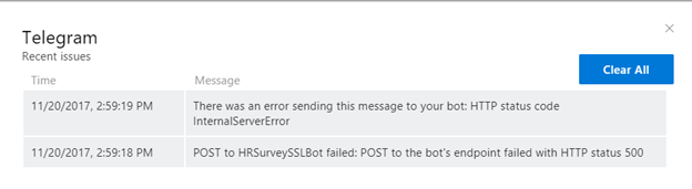 [Bot Deployment] Understanding error: “Post to HRSurveySSLBot failed ...