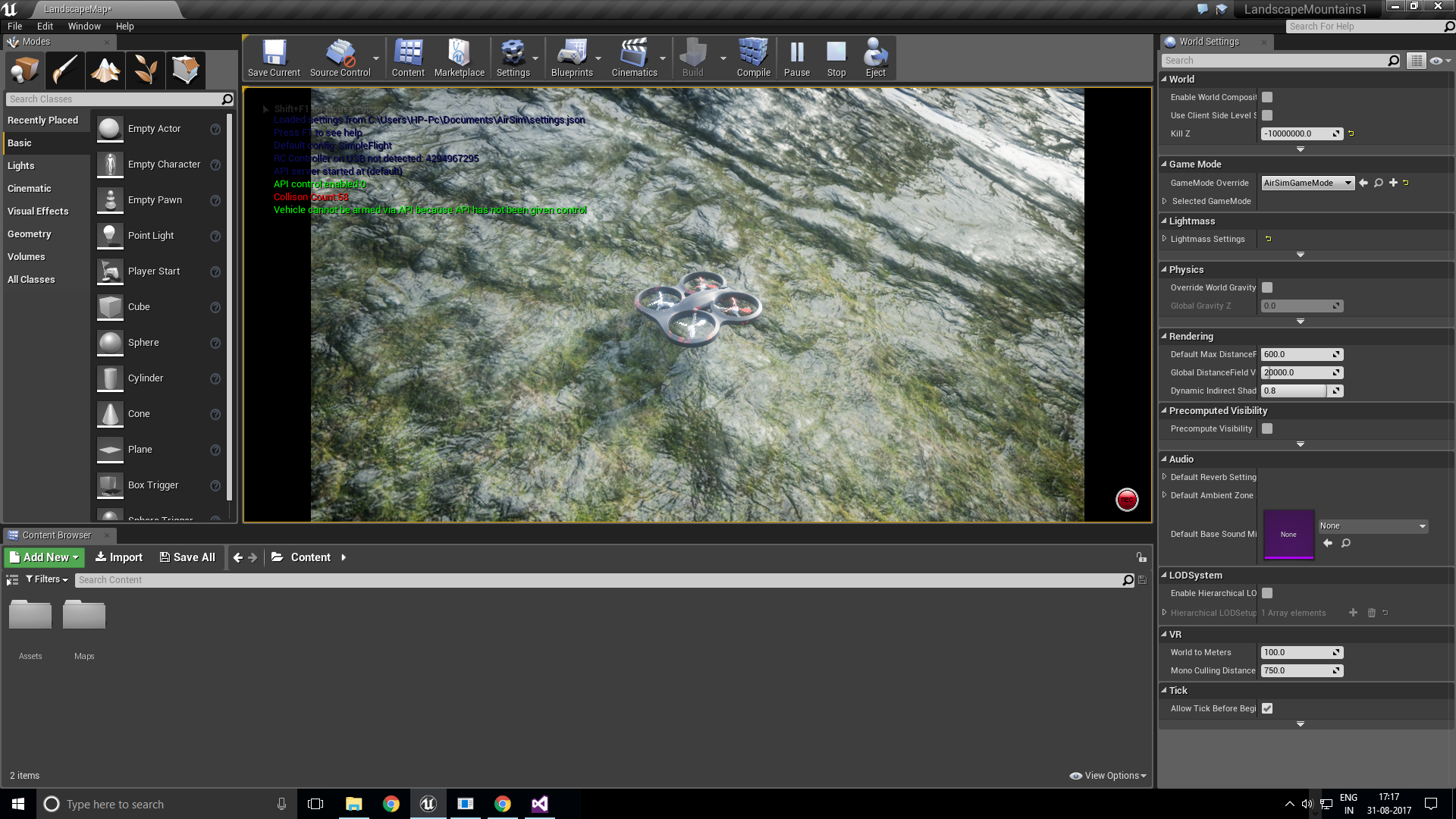 takeoff command is not working · Issue #429 · microsoft/AirSim · GitHub