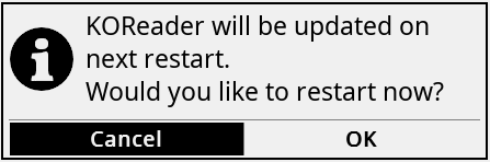 [question] Restart KOReader after update · Issue #5144 · koreader/koreader · GitHub