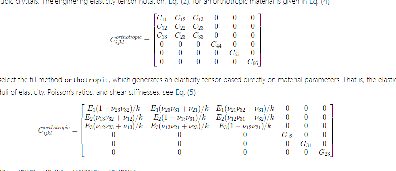 Orthotropic stiffness matrix from elasticity tensor and fillOrthotropic symmetry error ...