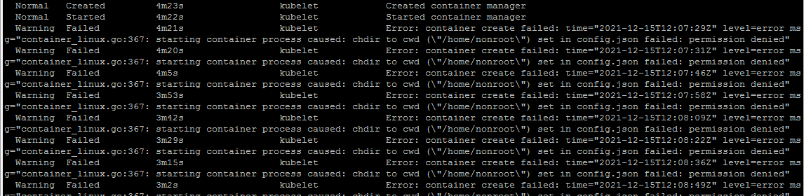 [Bug] Starting container process caused chdir to cwd permission denied · Issue #650 · grafana ...