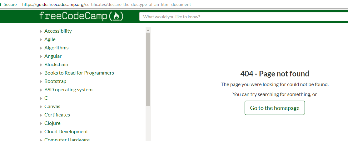 Beta - Declare the Doctype of an HTML Document - Guide Page 404 Not Found · Issue #16816 ...