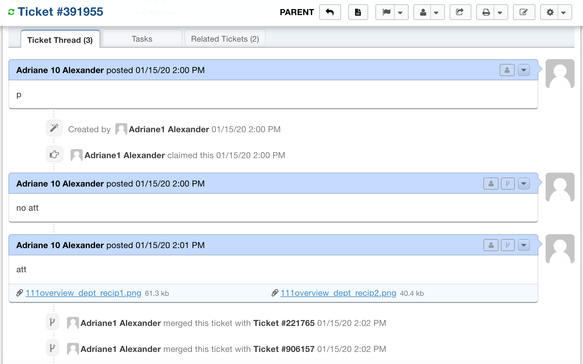 Merged tickets, but not all thread entries displayed. · Issue #5339 ...