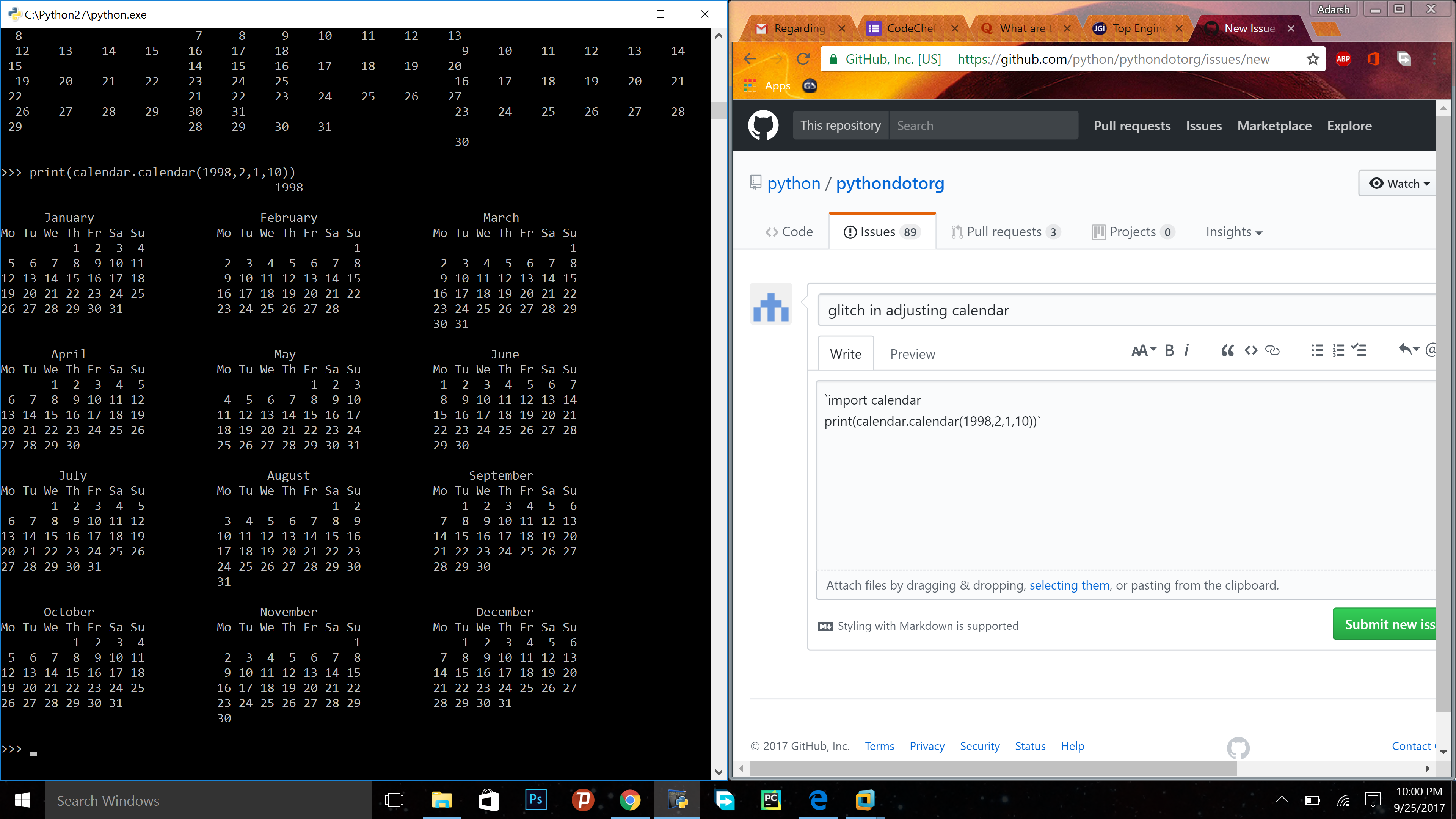 Glitch In Adjusting Calendar · Issue 1155 · Python Pythondotorg · Github