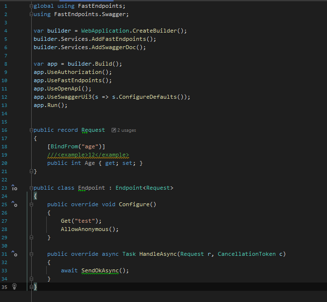 Specify parameter example rather than default · Issue #276 · FastEndpoints/FastEndpoints · GitHub