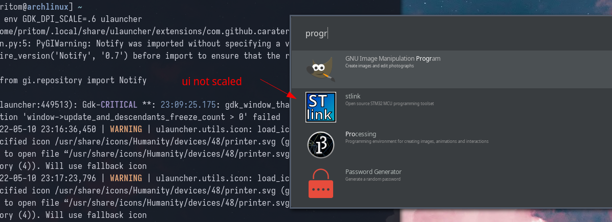ability to scale the icons when specifying GDK_DPI_SCALE or a setting ...