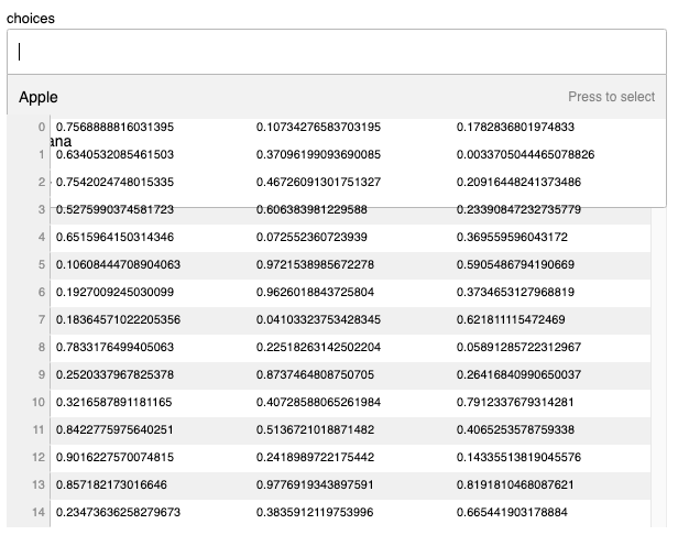 [bug] Multichoice Options Covered Up By Datatable · Issue 10695 · Bokeh Bokeh · Github