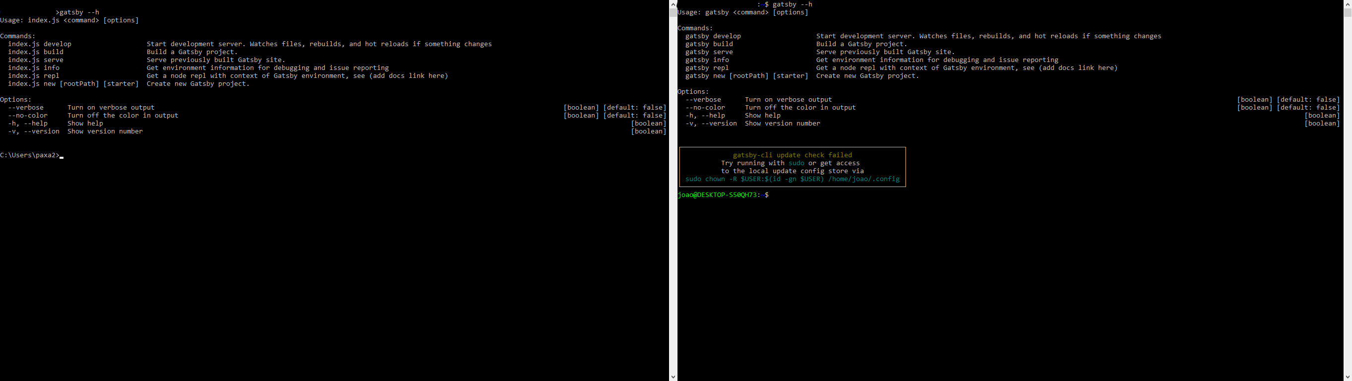`gatsby Help` Lists Wrong Commands Eg `indexjs Serve` · Issue 9833 · Gatsbyjsgatsby · Github