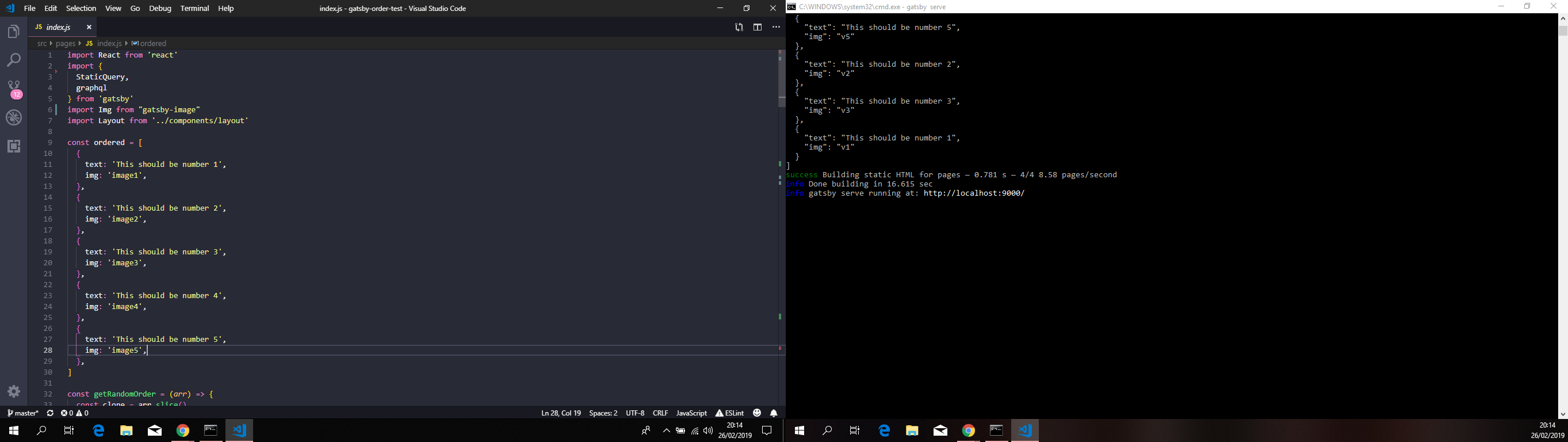 Different results for develop and serve when using random ordering · Issue #8707 · gatsbyjs ...