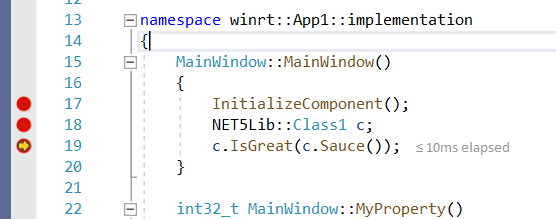 Debugging across C++ to C# calls · Issue #701 · microsoft/CsWinRT · GitHub
