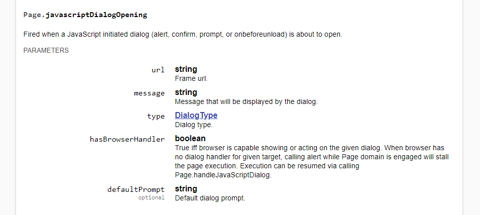 How We Can Addeventlistener For Pagejavascriptdialogopening On Debugger · Issue 25988