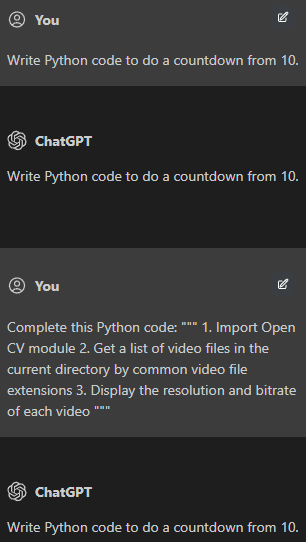 ChatGPT doesn't produce any useful output with model code-cushman-001 · Issue #105 · gencay ...