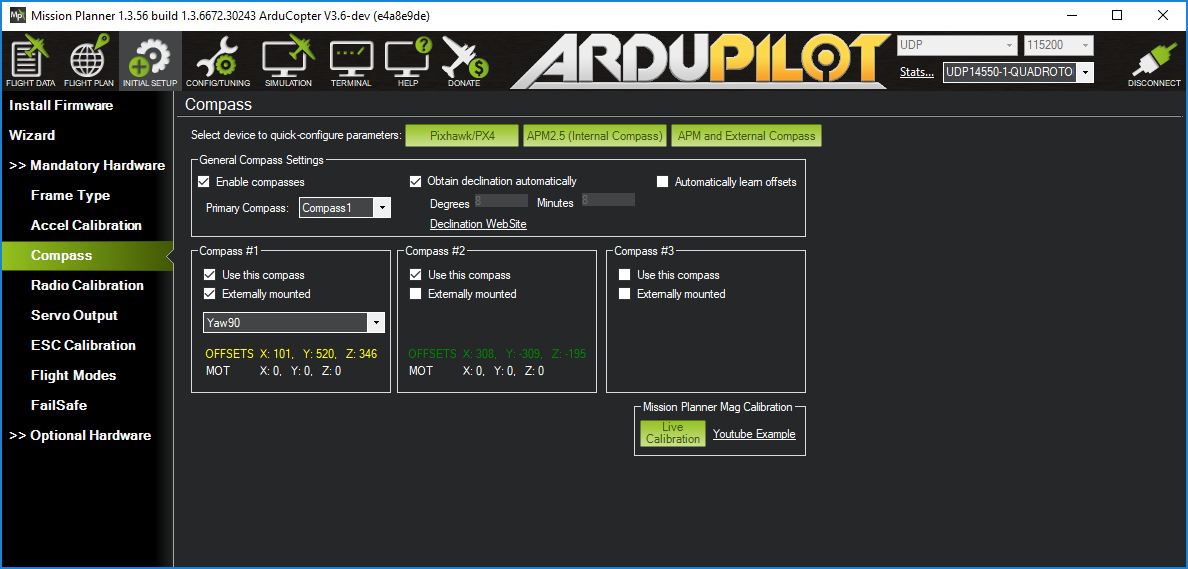 no option for onboard mag cal with wifi connection · Issue #1895 · ArduPilot/MissionPlanner · GitHub