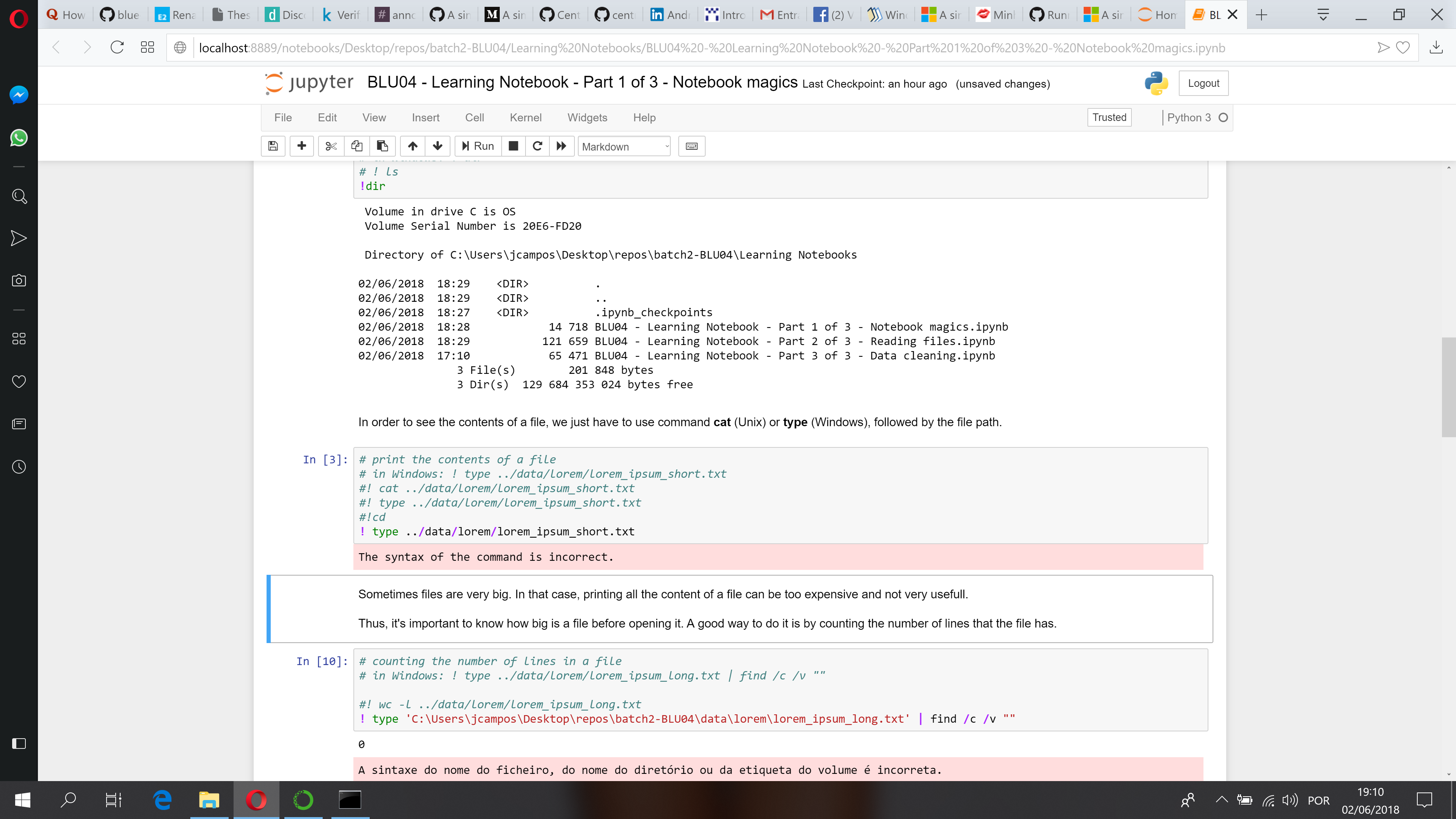 A sintaxe do nome do ficheiro, do nome do diretório ou da etiqueta do ...