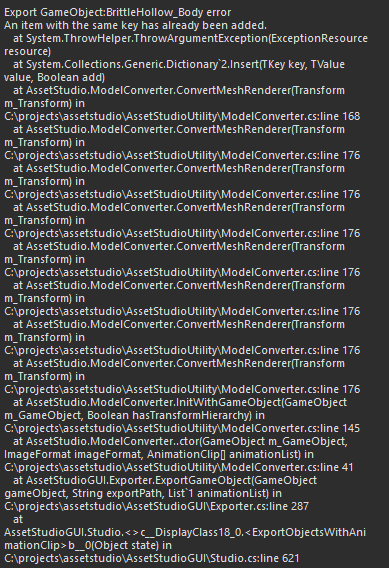 An item with the same key has already been added · Issue #835 · Perfare/AssetStudio · GitHub