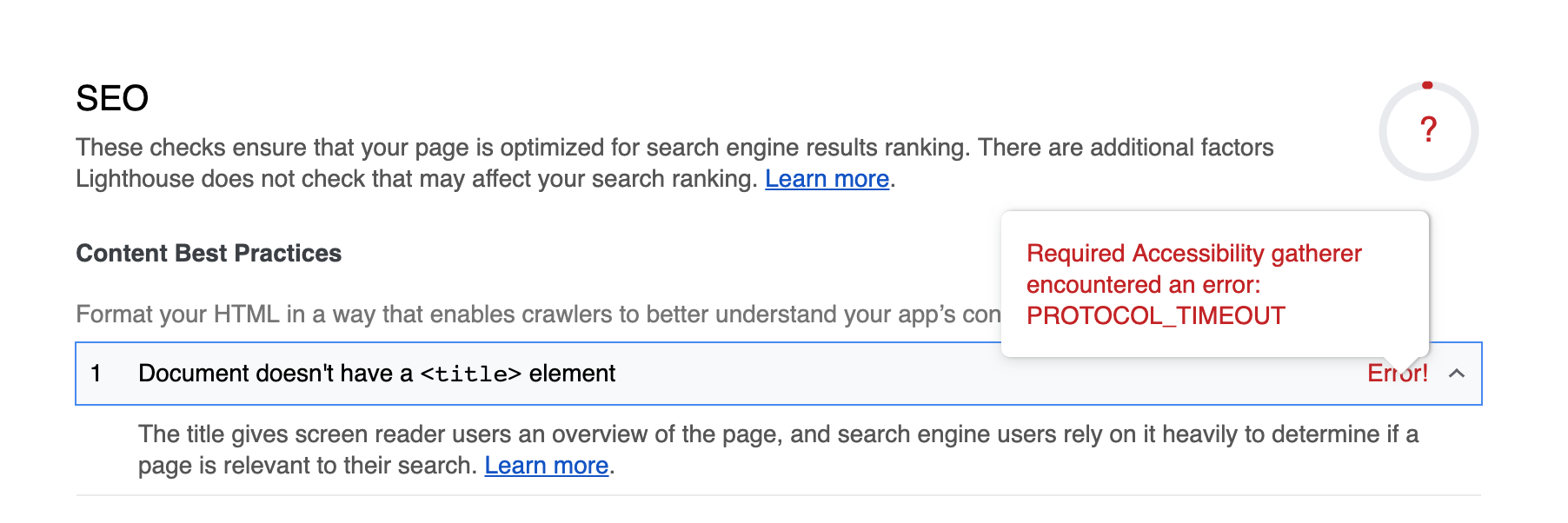 aXe evaluateAsync timeout · Issue #8287 · GoogleChrome/lighthouse · GitHub