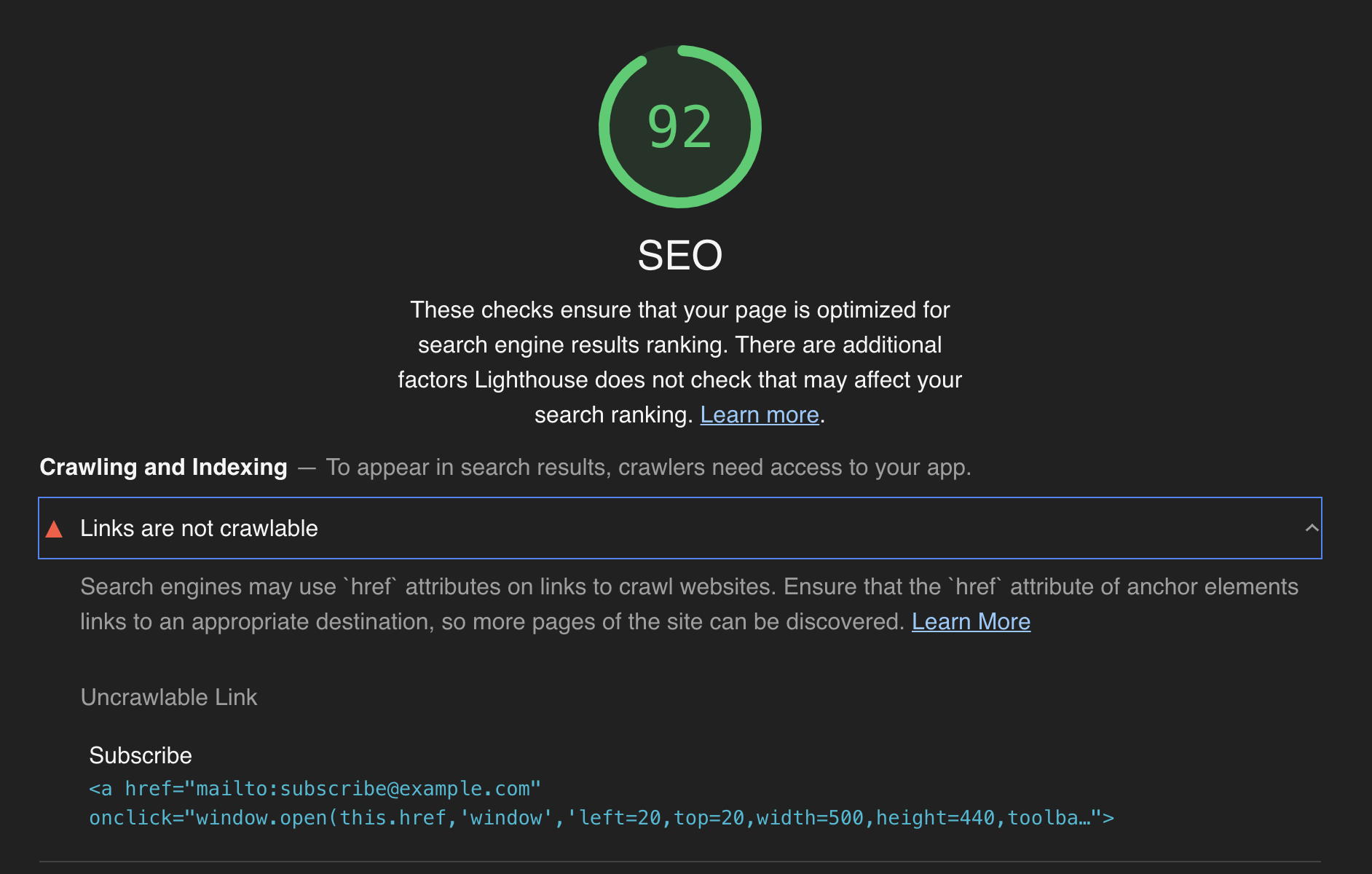 'Links are not crawlable' audit should not apply to mailto: links · Issue #11443 · GoogleChrome ...