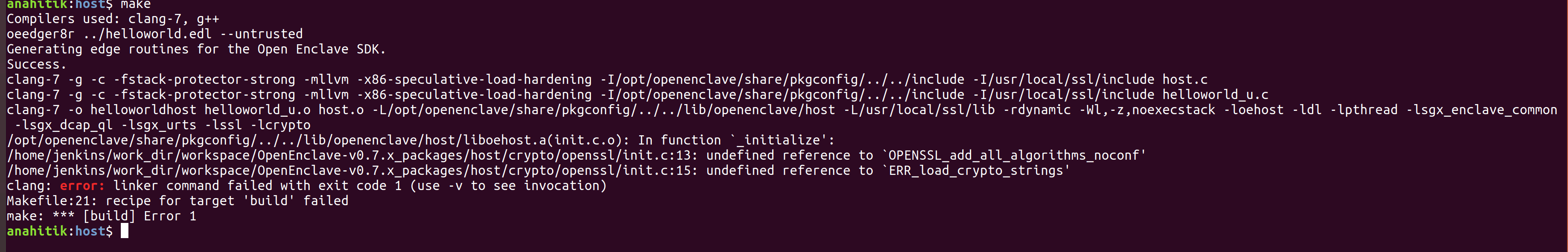 Unable to compile the samples · Issue #2424 · openenclave/openenclave · GitHub