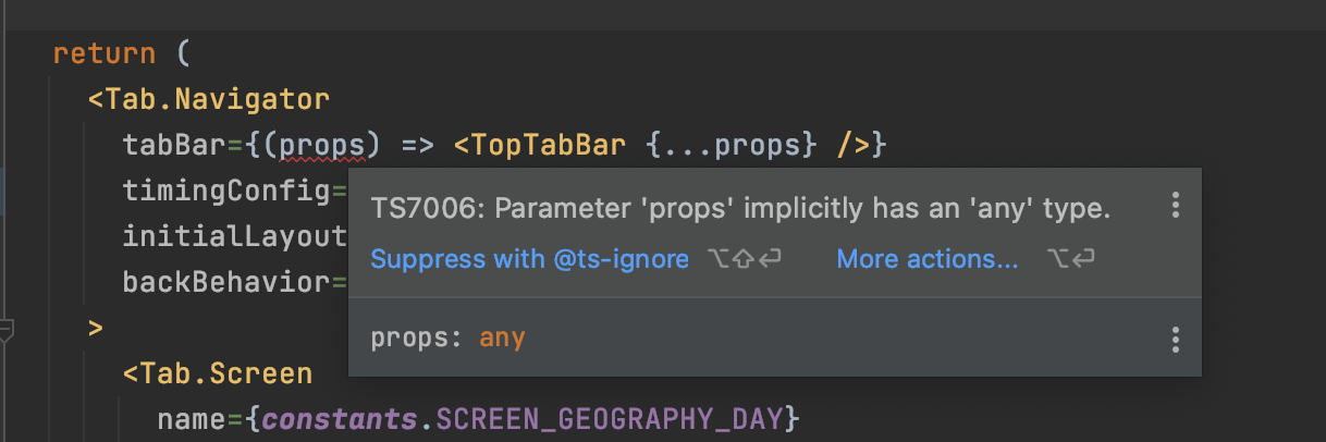 Materialtoptabbarprops Is Any Typescript In V6 · Issue 9485 · React Navigationreact Navigation